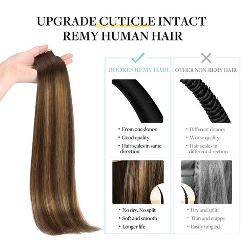 Remy Tape in Hair Extensions Cuticle Intact Super Smooth | Doores® - DOORES